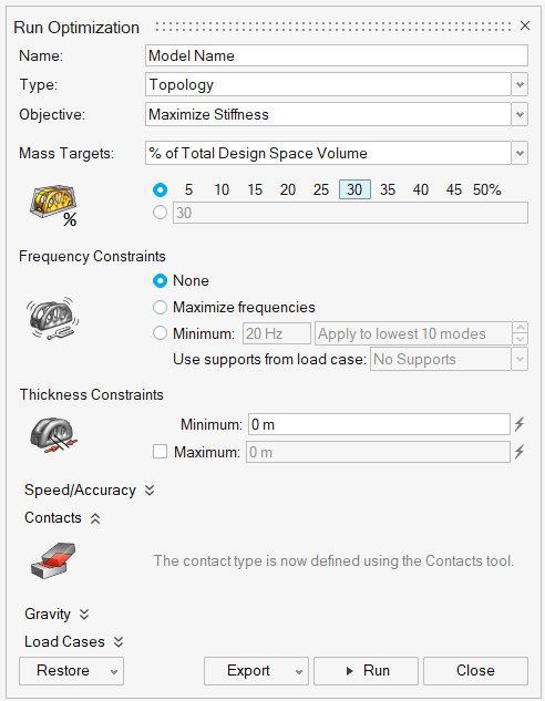 Set Up And Run An Optimization