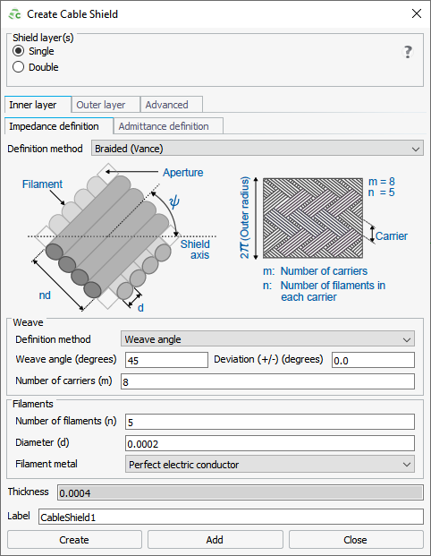 Creating a Braided Cable Shield Layer (Vance, Tyni or Demoulin)