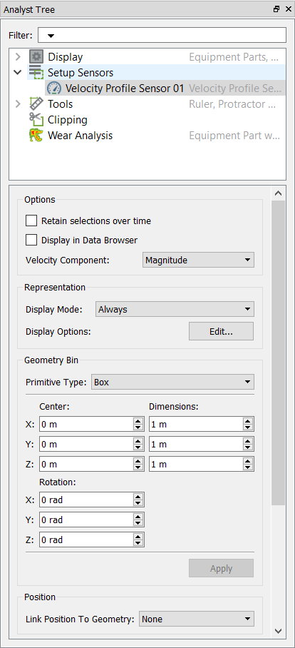 Analyst Tree-Setup Selections