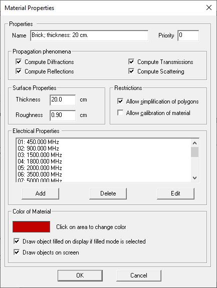 Define Material Properties for Objects in the Database